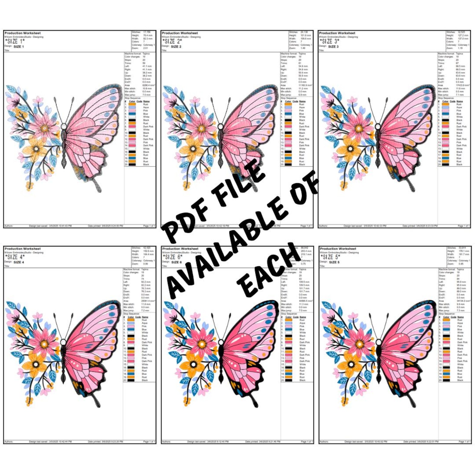 Colorful Butterfly Embroidery Design, Floral Butterfly Wings Machine ...