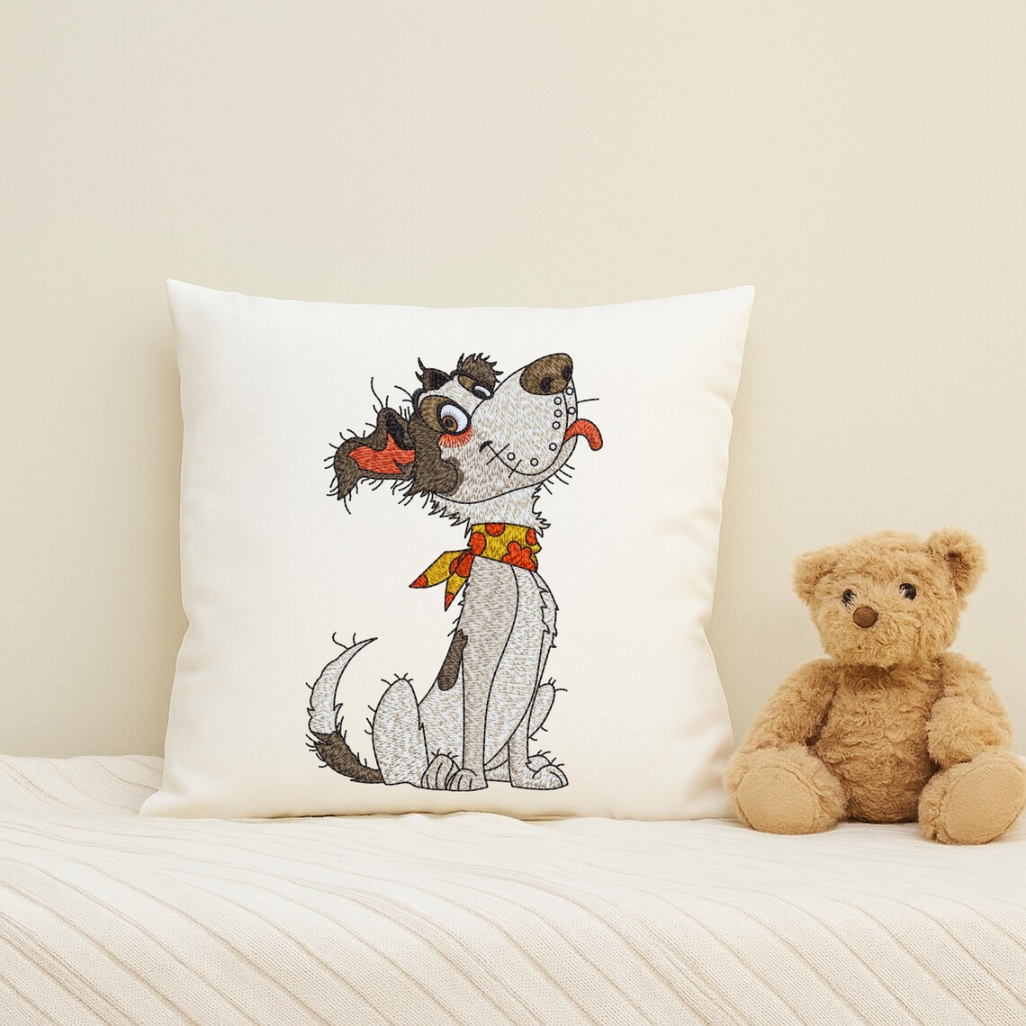 Scruffy Dog Embroidery File – Cartoon Pet Design in 11 Sizes for ...