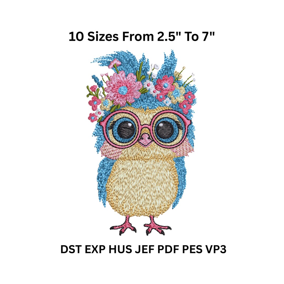 Floral Owl Embroidery Design, Cute Owl Nursery Pattern, Machine ...
