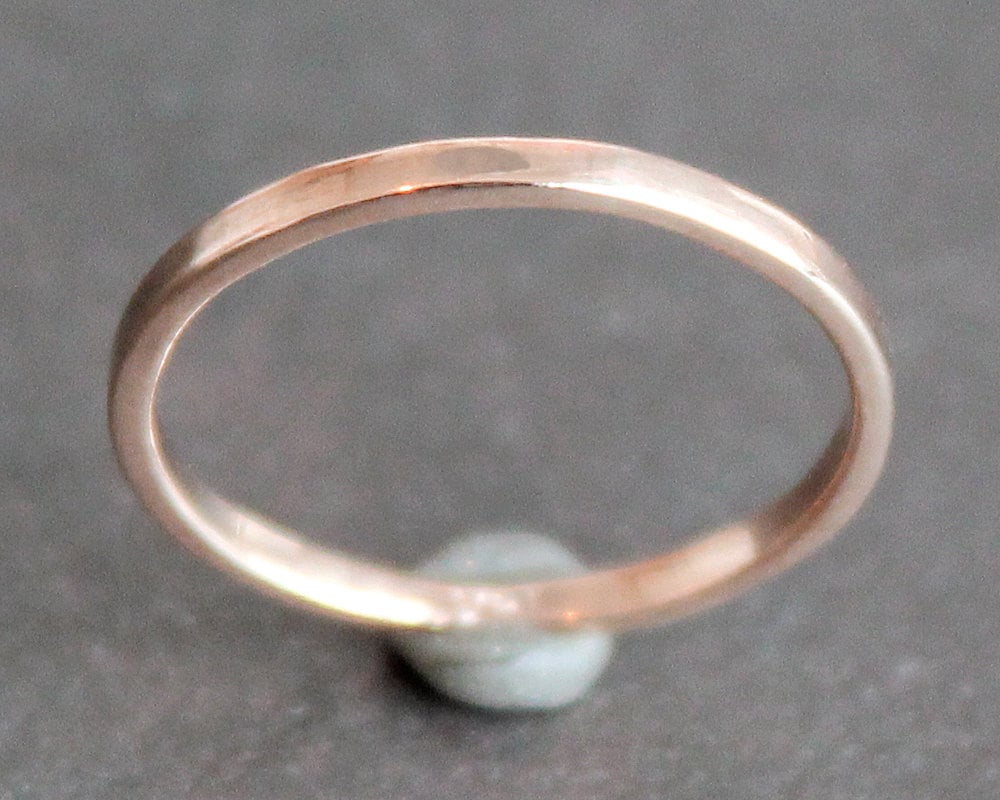 Solid Rose Gold Wedding Ring 14K /10K Gold Thin Rectangle | Etsy