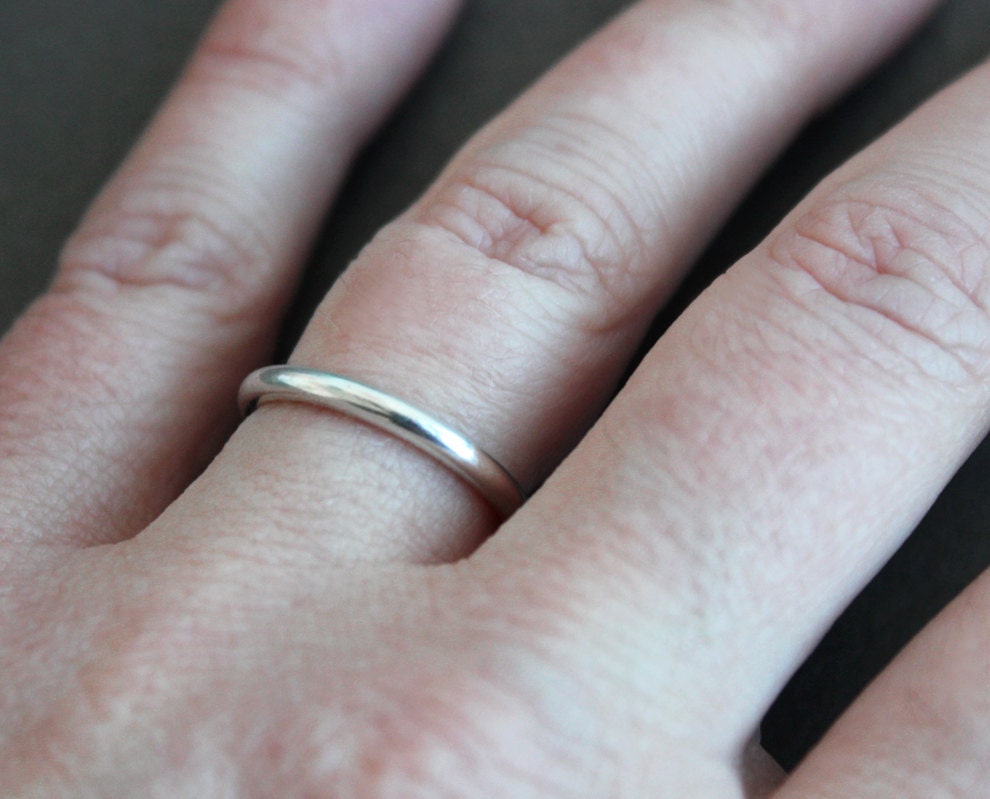 Solid White Gold Thin Wedding Ring 10K or 14K Recycled Gold | Etsy