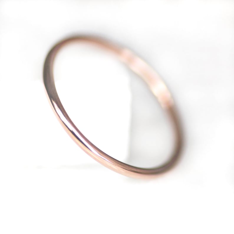 Solid Rose Gold Simple Ring 14K / 10K Gold 1.3mm Skinny Round | Etsy