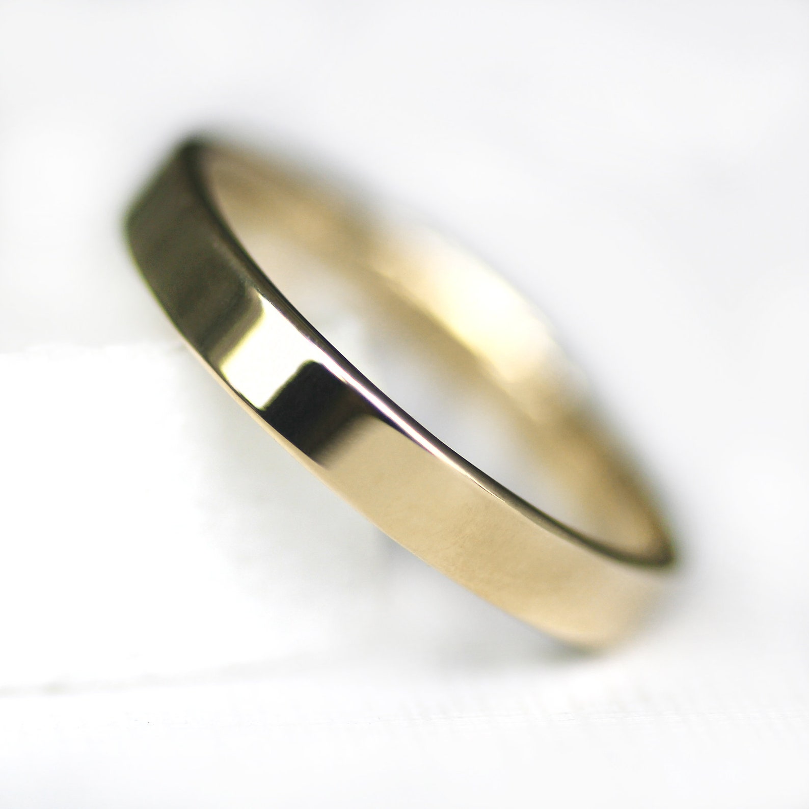 14K Solid Gold Wedding Ring 3mm Flat Rectangle Ring Straight - Etsy