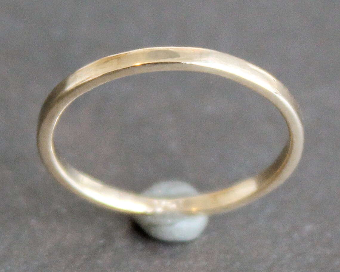 Thin Gold Wedding Ring 1.5mm Rectangle Band Simple Flat Edge | Etsy