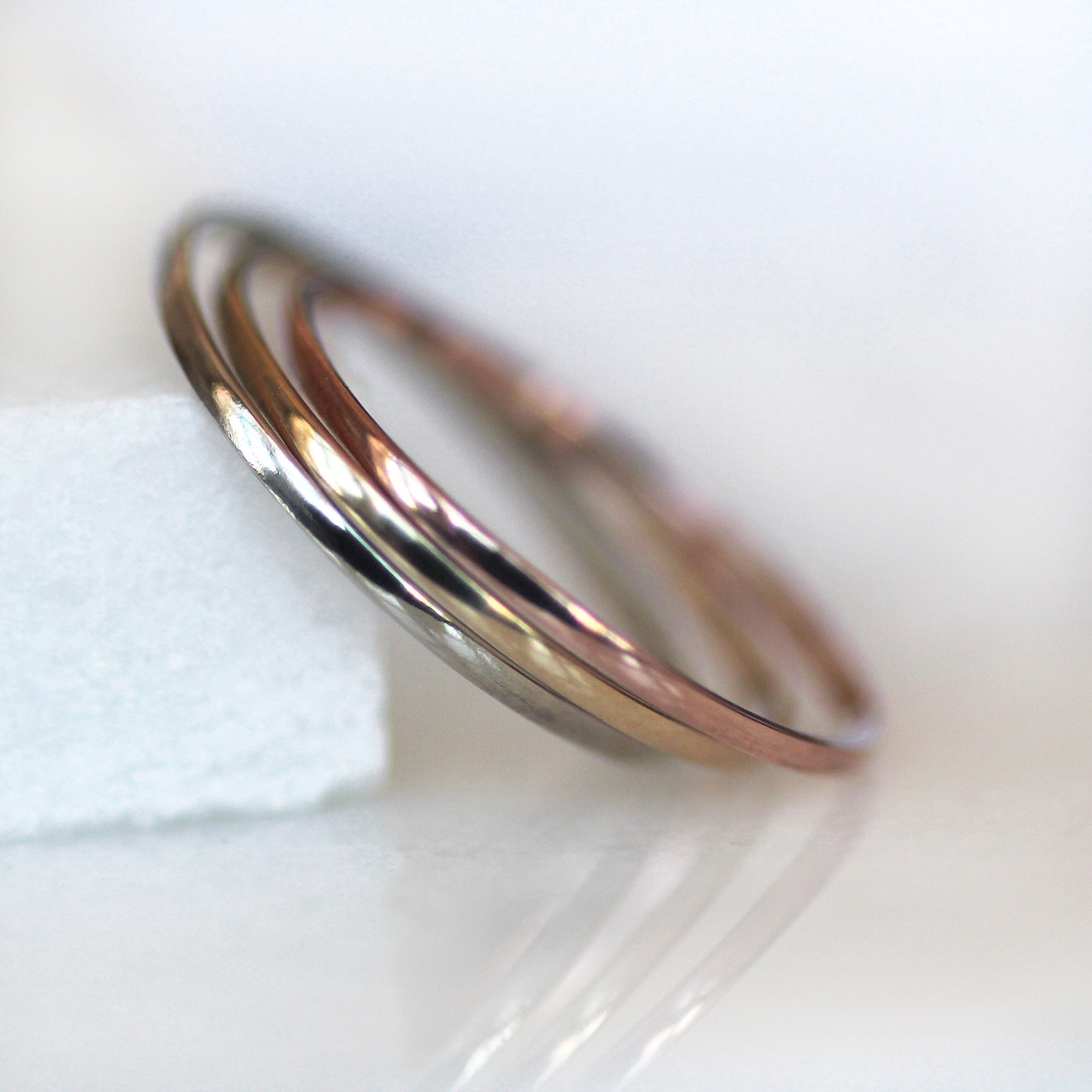 Solid Yellow Gold 1mm Ring 10K / 14K Yellow Gold Simple Half | Etsy