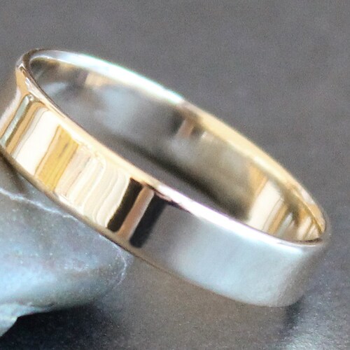 Thin Gold Wedding Ring 1.5mm Rectangle Band Simple Flat Edge | Etsy