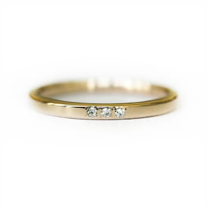 Solid Gold Wedding Ring With Diamonds, 14K / 10K Gold 2mm Rectangle ...