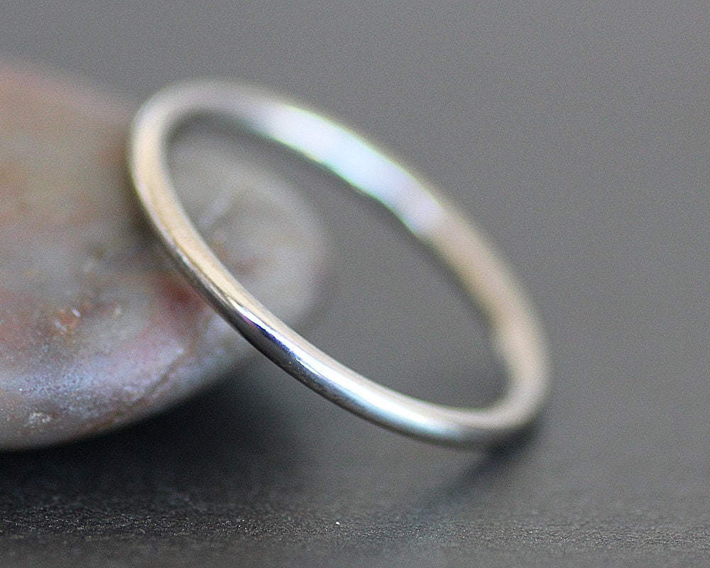 Solid White Gold Thin Wedding Ring 10K or 14K Recycled Gold | Etsy