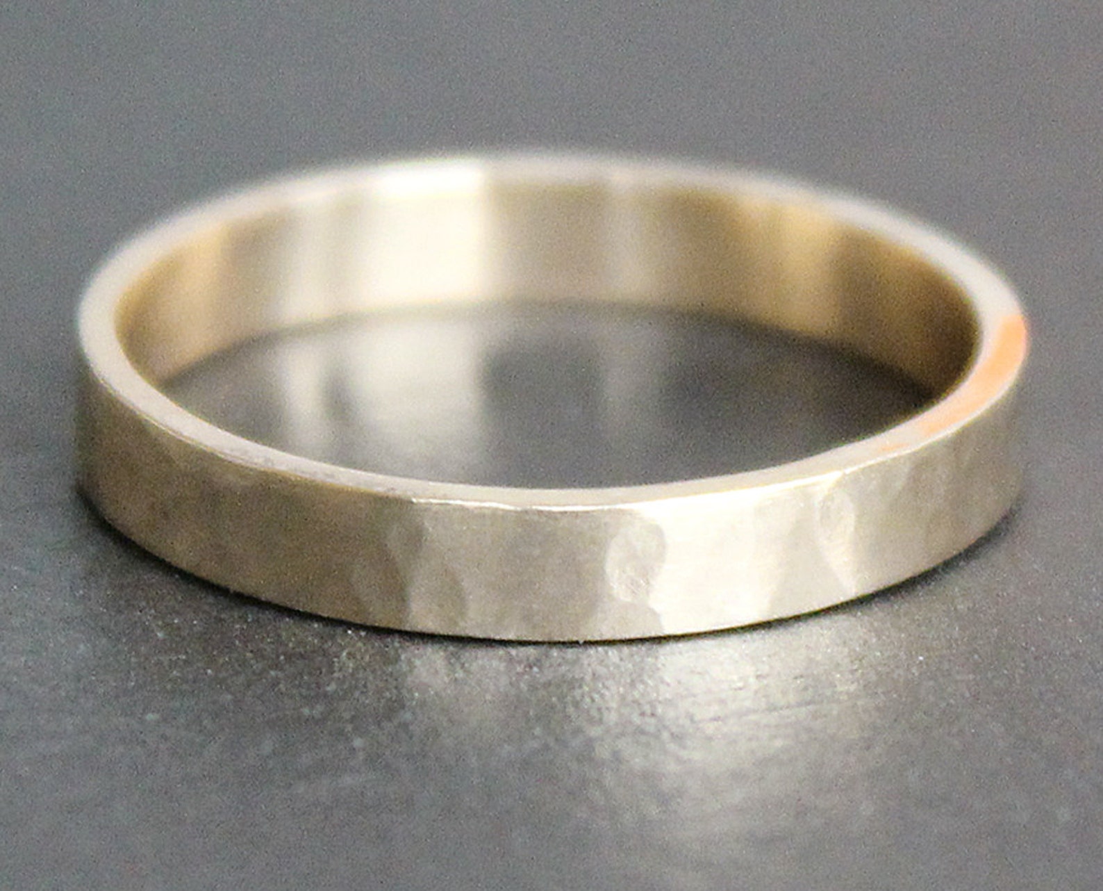 14K Solid Gold Wedding Ring 3mm Flat Rectangle Ring Straight - Etsy