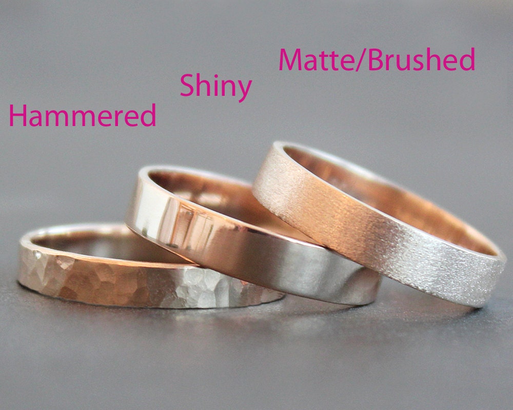 Solid Rose Gold Wedding Ring 14K /10K Gold Thin Rectangle - Etsy