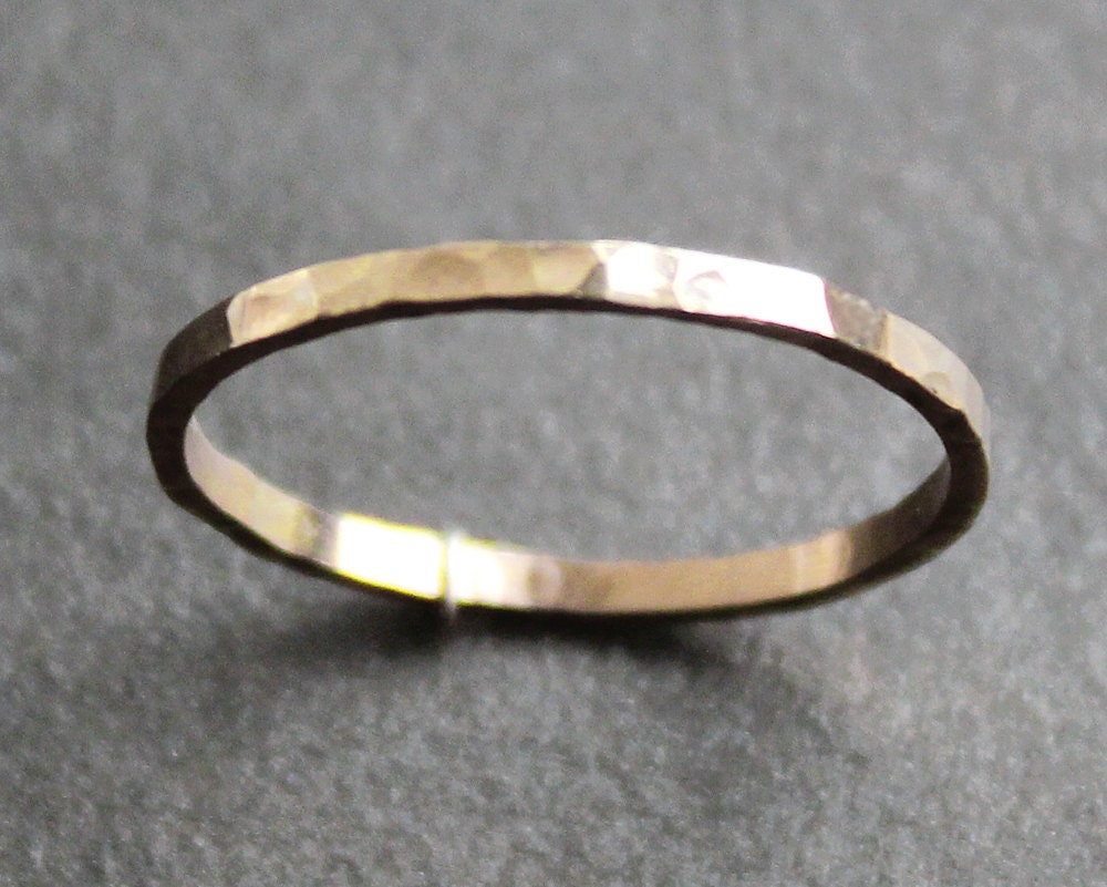 Thin Gold Wedding Ring 1.5mm Rectangle Band Simple Flat Edge | Etsy