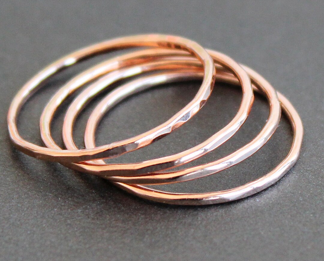 Skinny Rose Gold Filled 1mm Stacking Ring (1 Ring), Smooth, Faceted or ...