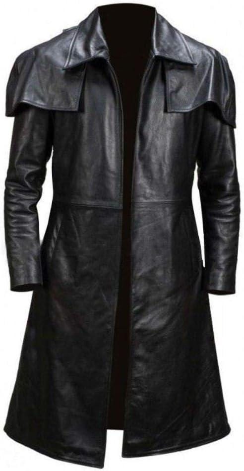 Brown Leather Duster Coat for Men – Vintage Ranger-style Cowboy Trench ...