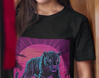 TECHNO Neon Grid T-shirt - Retro 80s Cyberpunk Vaporwave Aesthetic ...