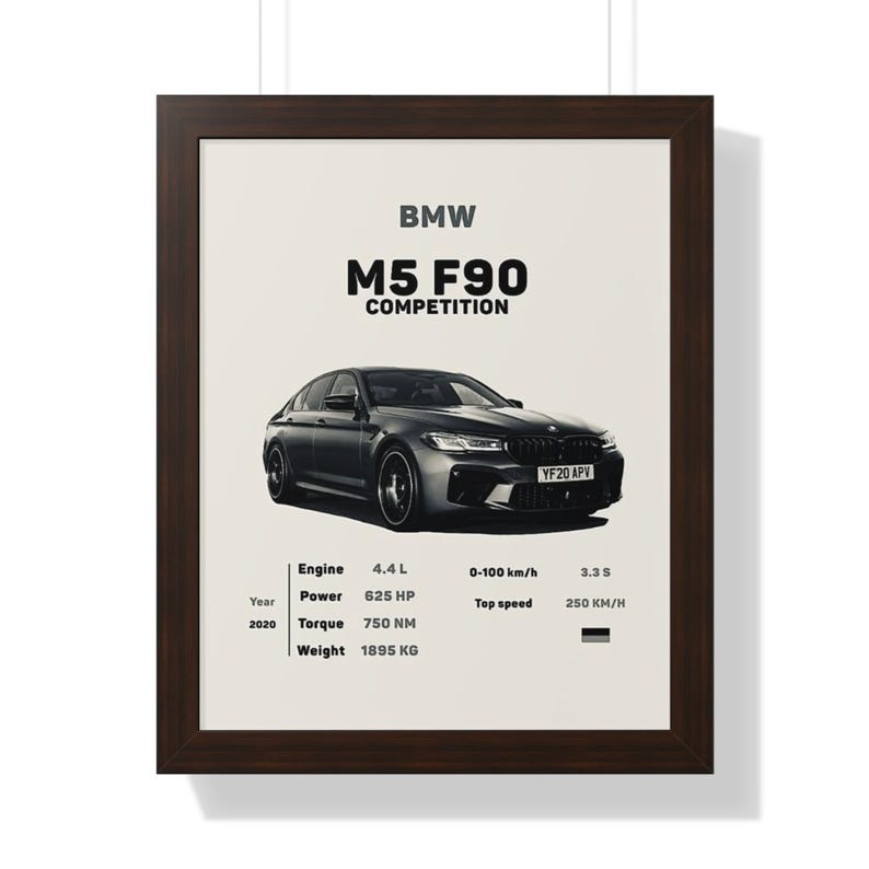 BMW M5 F90 Competition Vertical Poster, Car Enthusiast Gift, Auto Decor ...