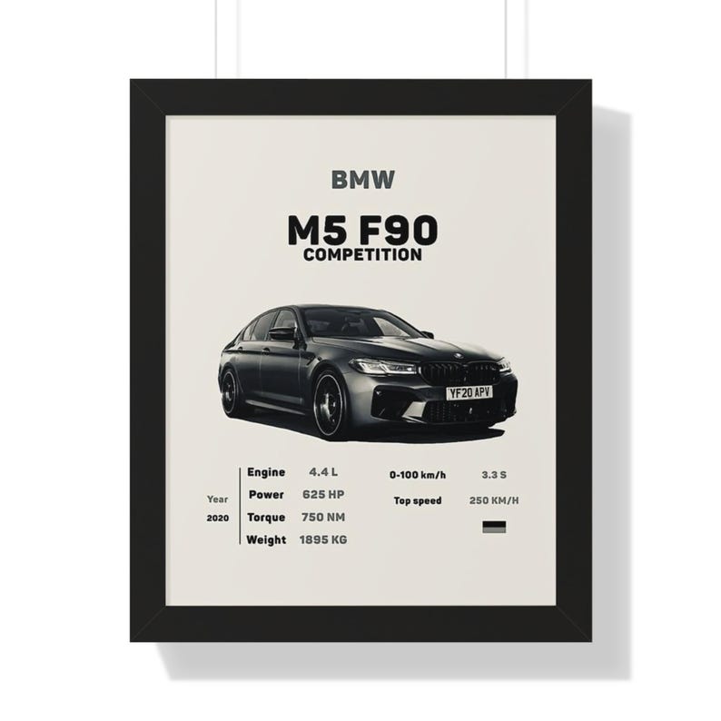 BMW M5 F90 Competition Vertical Poster, Car Enthusiast Gift, Auto Decor ...