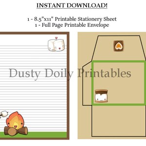 Smores Printable Stationery Camping Penpal Letter Set - Lined Paper - Etsy