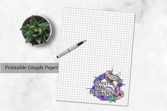 Mermaid Printable Graph Paper Stationery Penpal Letter | Etsy