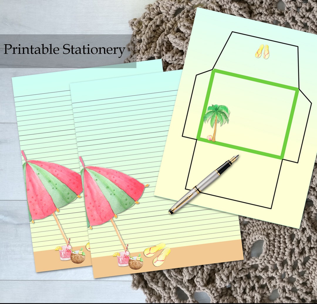 Beach Printable Stationery Penpal Summer Letter Set - Etsy
