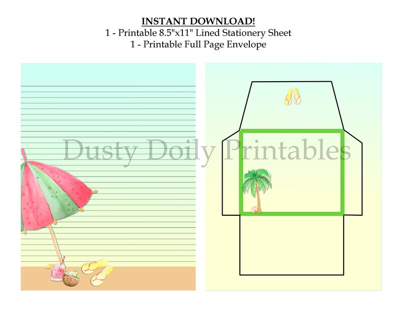 Beach Printable Stationery