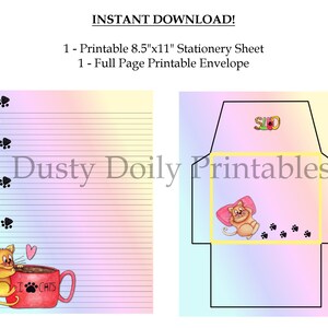 Cat Printable Stationery Letter Set | Envelope 8.5x11 Coffee Cup Lined ...