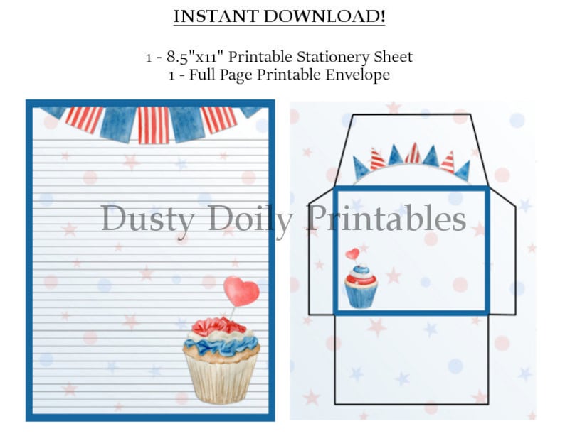 Fourth of July Printable Stationery Letter Set - Independence Day 4th ...