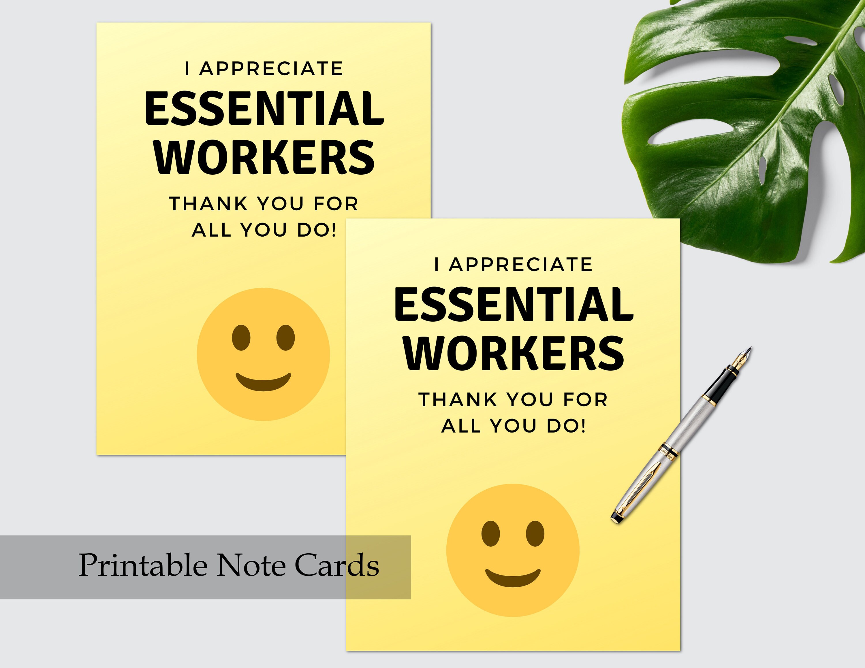 Essential Worker Thank You Printable Card - Smiley Face Workers ...