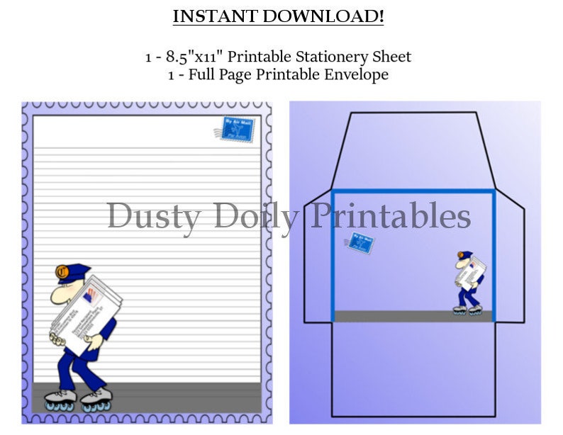 Mailman Printable Stationery Penpal Letter Set With Snail - Etsy