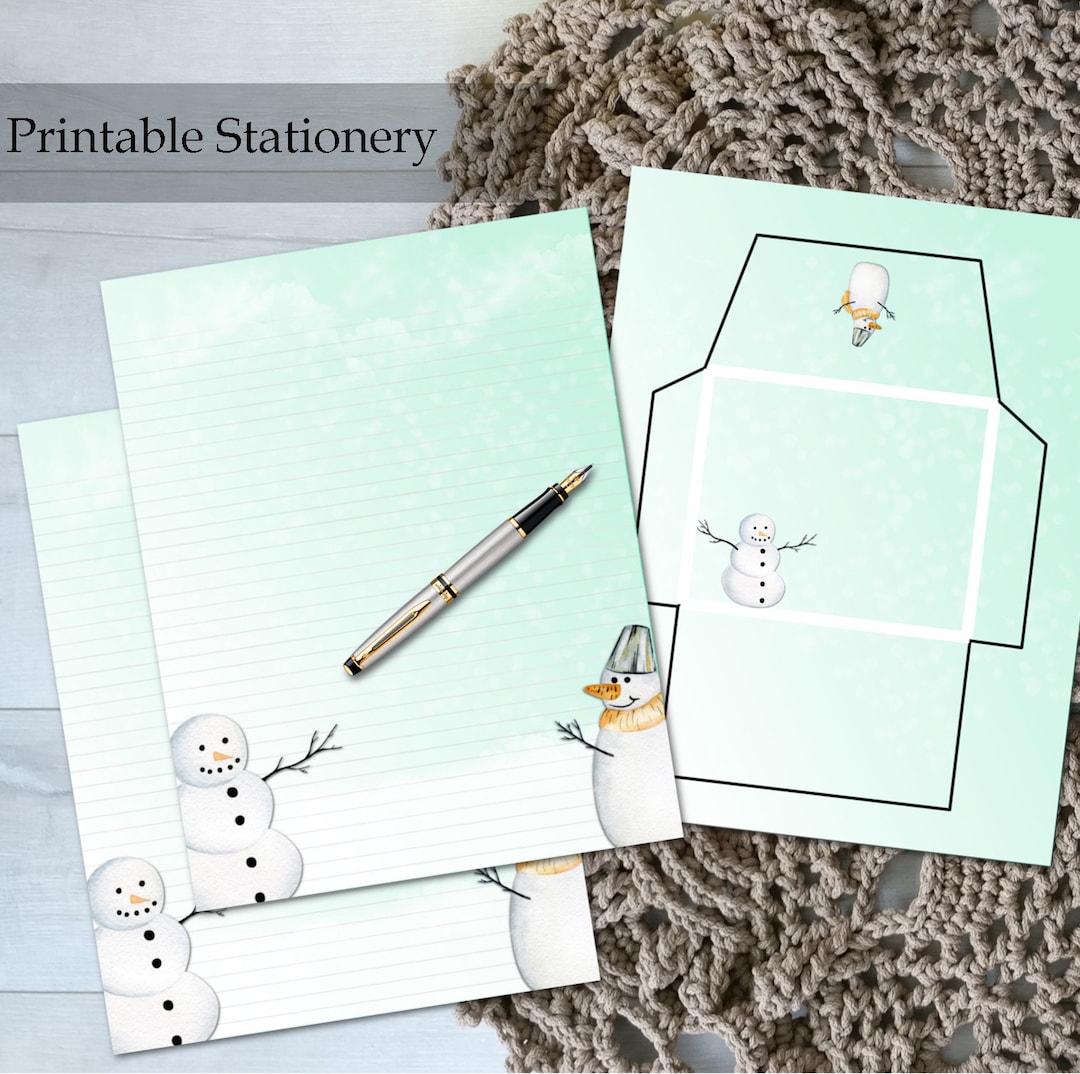 Snowman Christmas Winter Holiday Stationery Letter Set | Envelope 8 ...