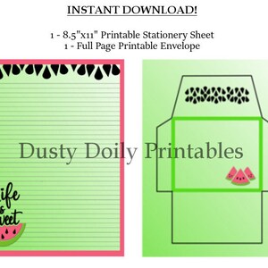 Watermelon Stationery Printable Summer Penpal Letter Set - Lined Paper ...