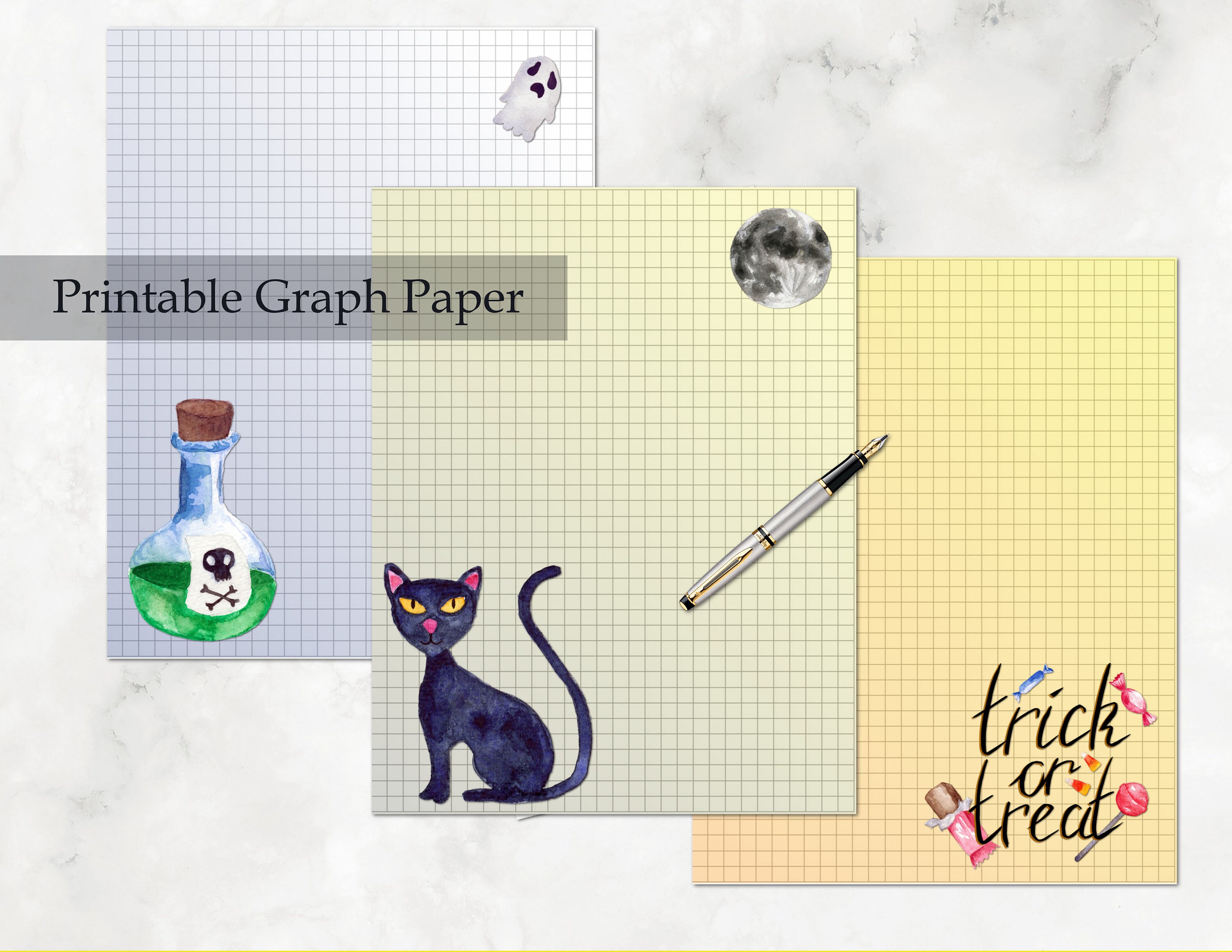 Halloween Printable Stationery Graph Paper Set - Penpal Letter Writing ...