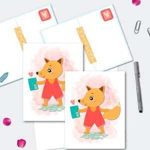 Fox Printable Postcard for Your Penpal - Postcrossing Stationery - Etsy