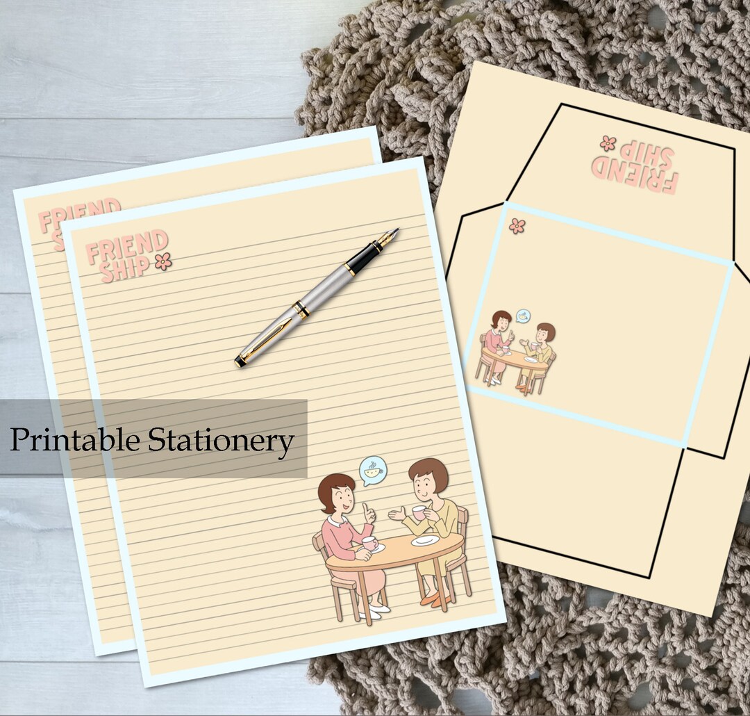 Coffee Lover Printable Stationery Friendship Letter Set | Envelope 8 ...