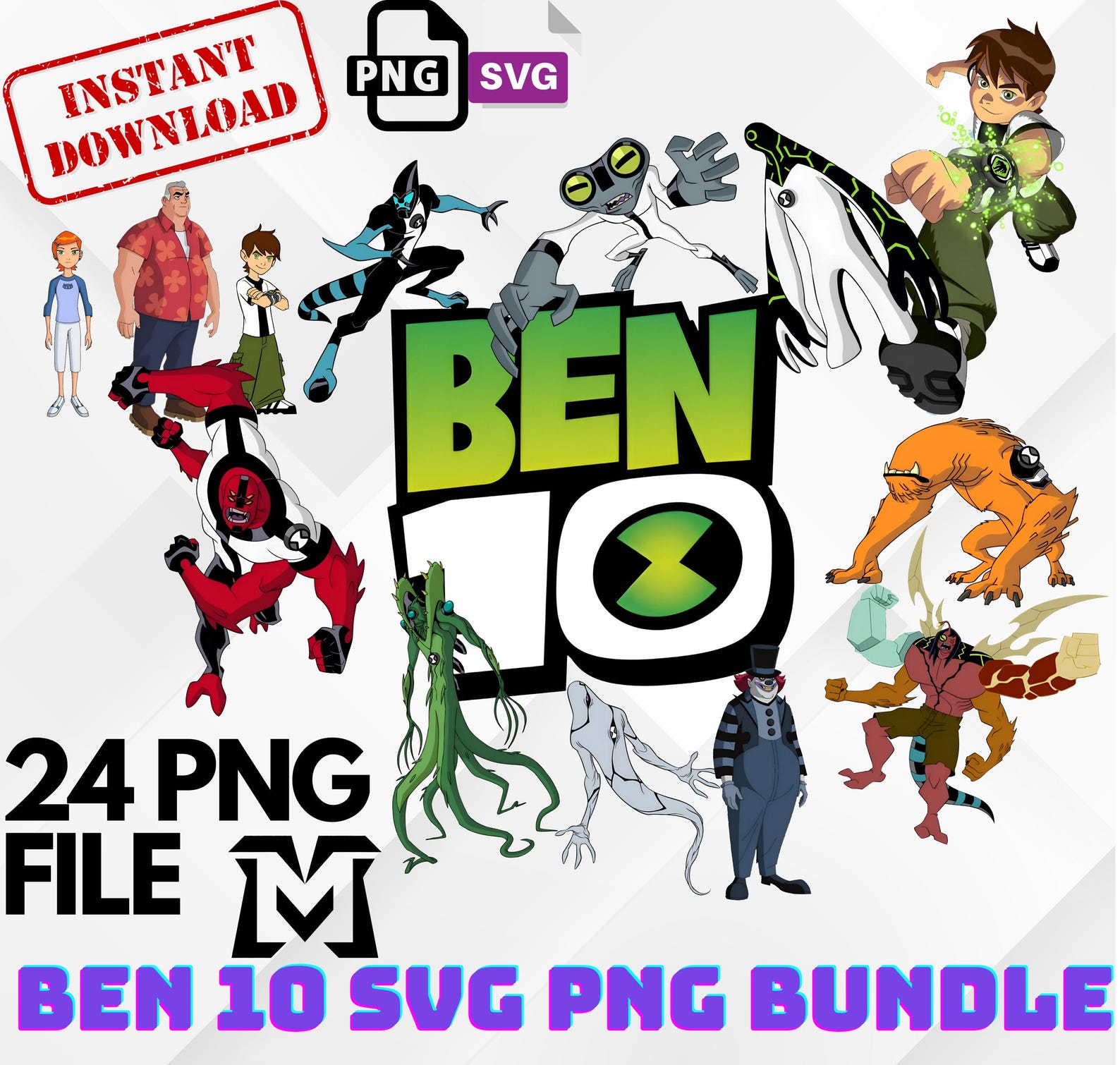 Ben 10 Digital Download Pack PNG SVG JPG | Clip Art & Image Files ...