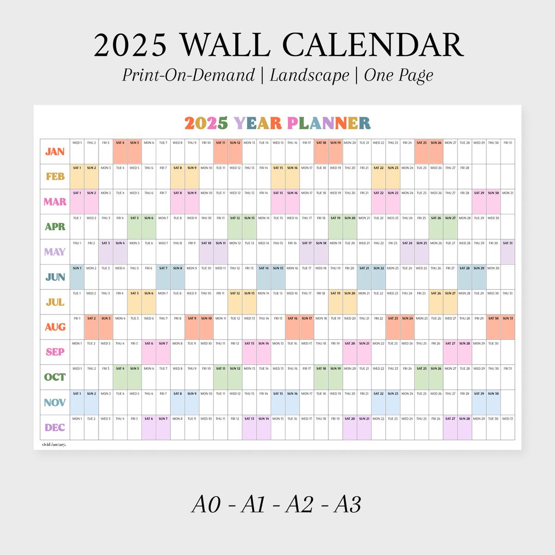 Giant 2025 Wall Calendar | 2025 Wall Planner | Annual Planner | Yearly ...