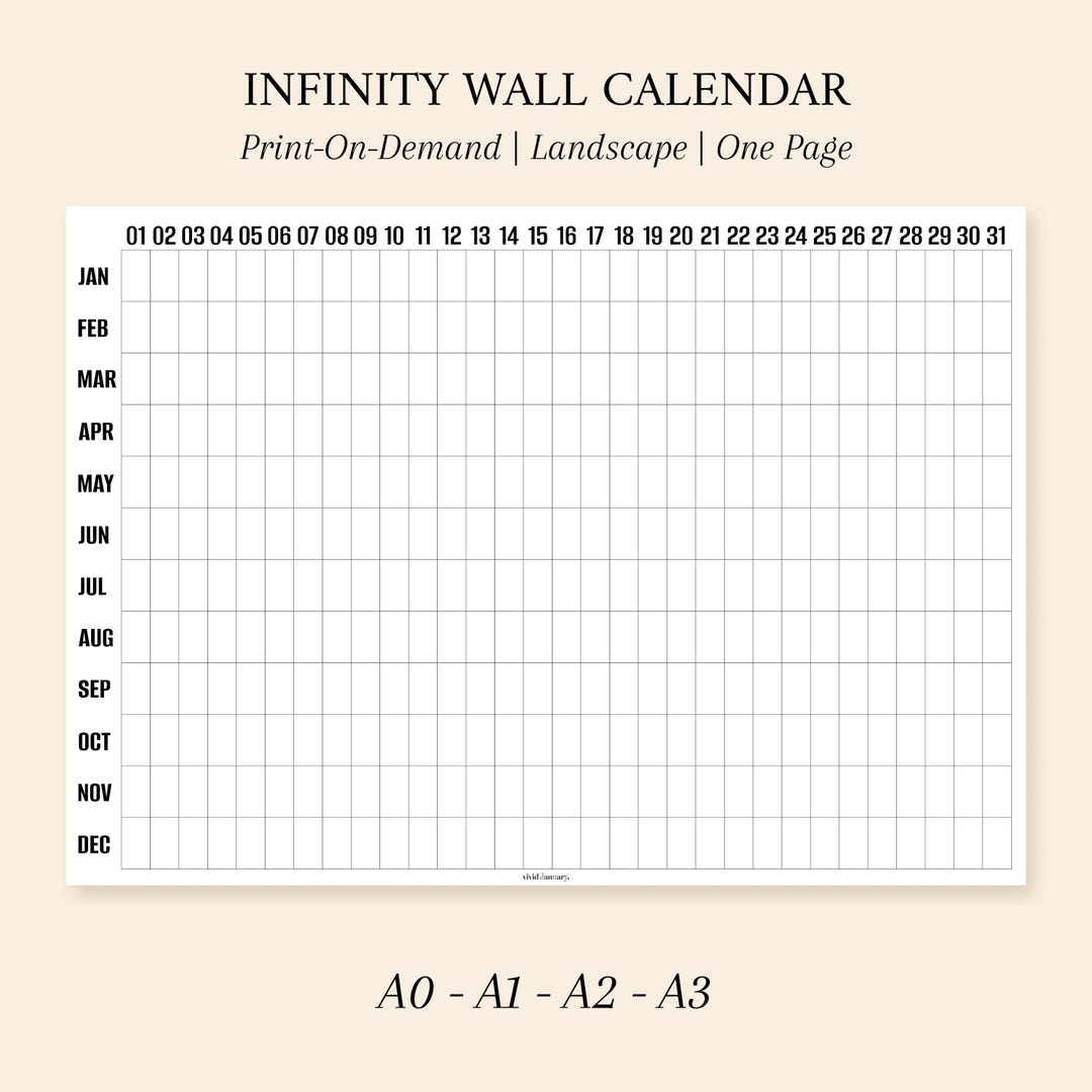 Minimalist Yearly Wall Calendar | Print-on-demand | Dateless Planner ...