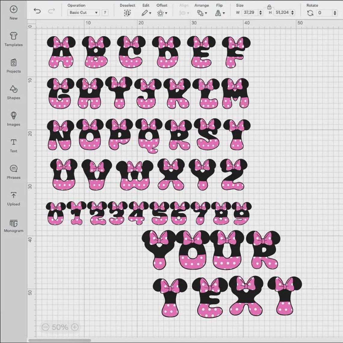 Minnie Font SVG, Birthday Alphabet, Minnie Alphabet Letters Numbers Set ...