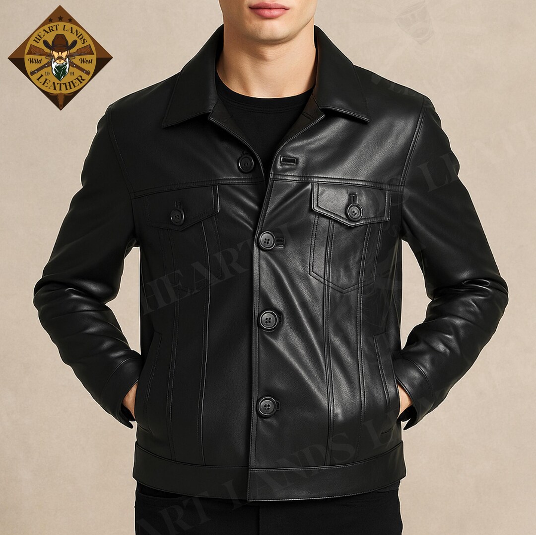 Elvis Presley Inspired Mens Leather Jacket: 50s Rockabilly Biker Style ...