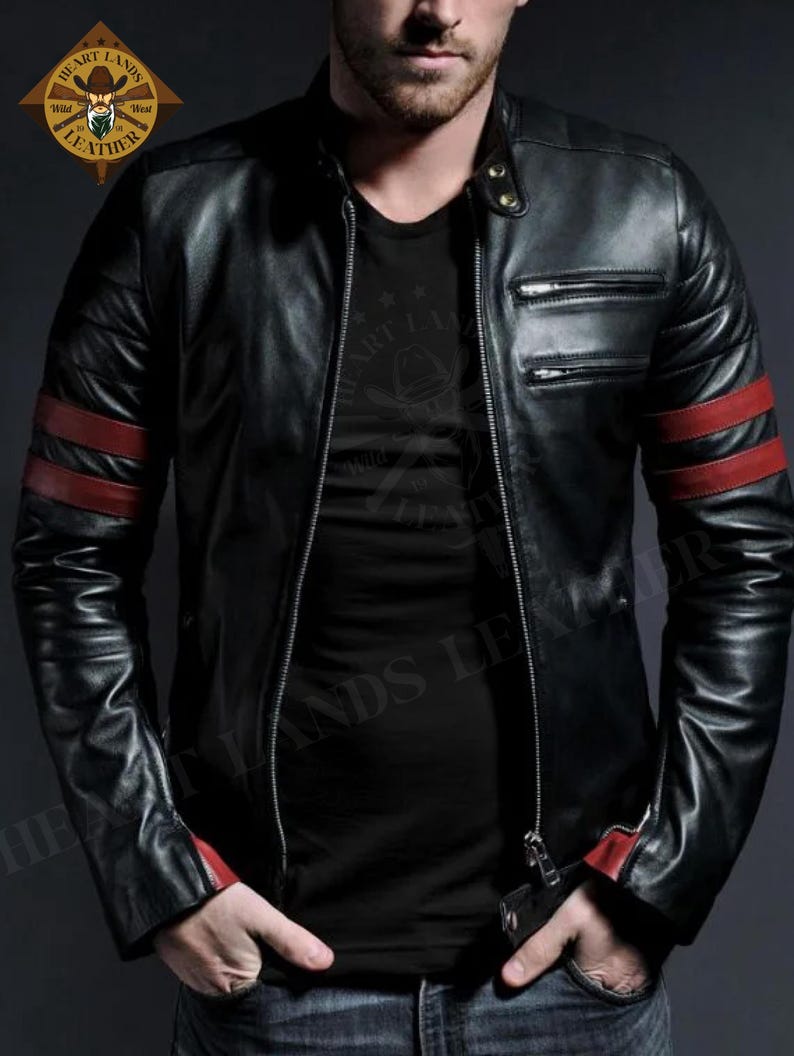 Men Cool Leather Jacket Café Racer Streetwear Handmade Custom Tailored ...