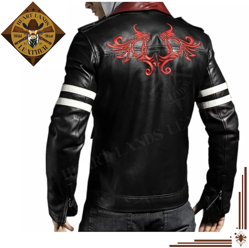 Alex Mercer Inspired Leather Jacket: Embroidered Cowhide Bomber - Etsy