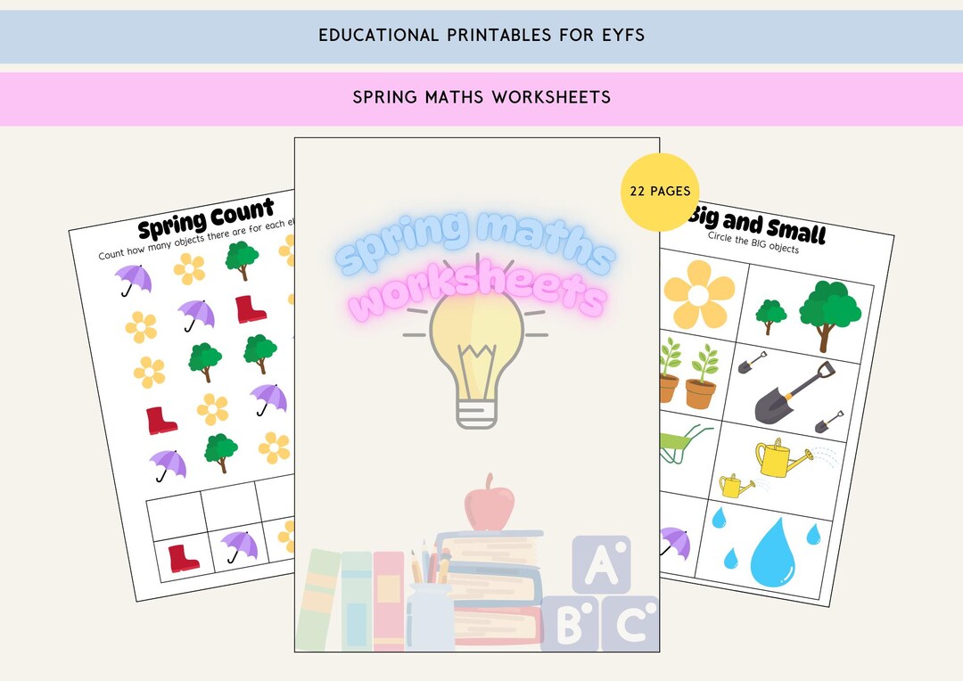 22-page Printable Spring-themed Math Workbook for Kids | Counting ...