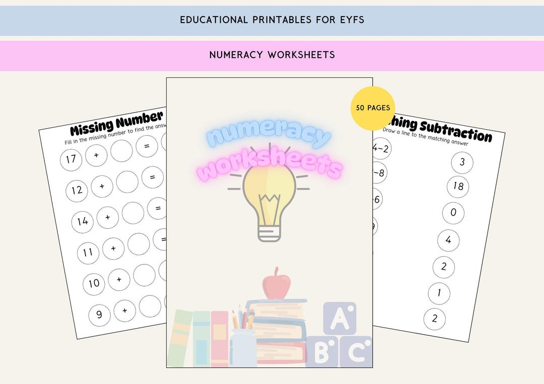 50-page Printable Numeracy Workbook for Kids | Counting, Addition ...