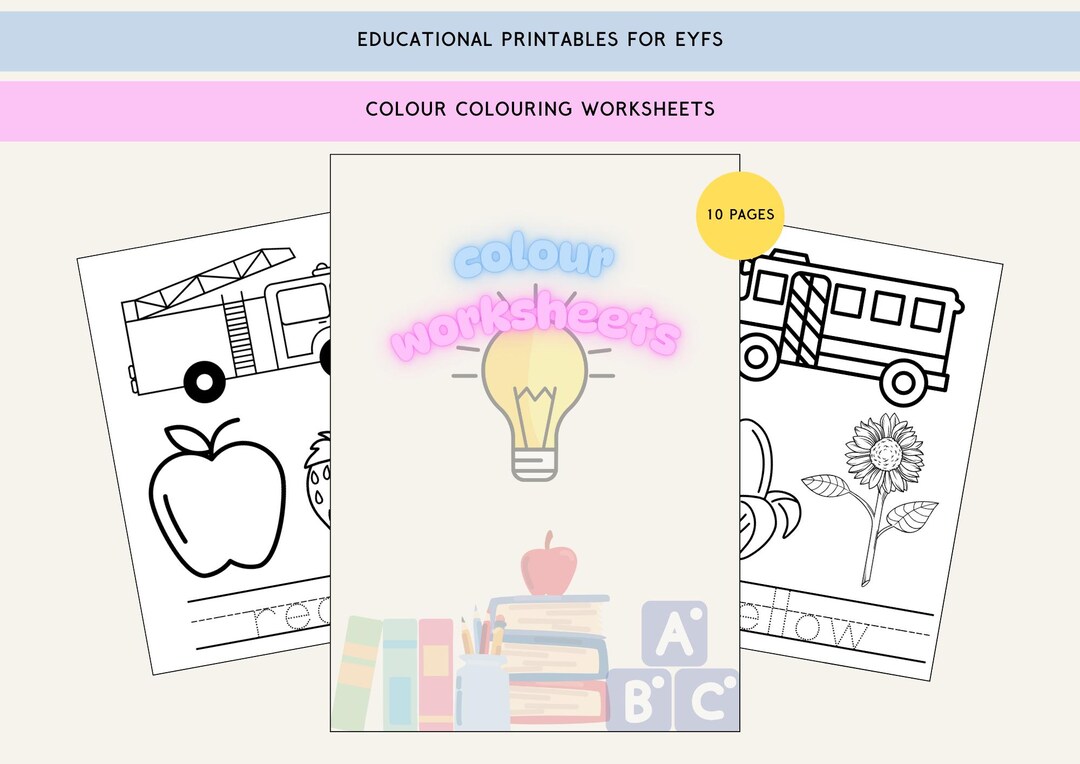 10-page Printable Learning Colours Colouring Workbook for Kids | Object ...