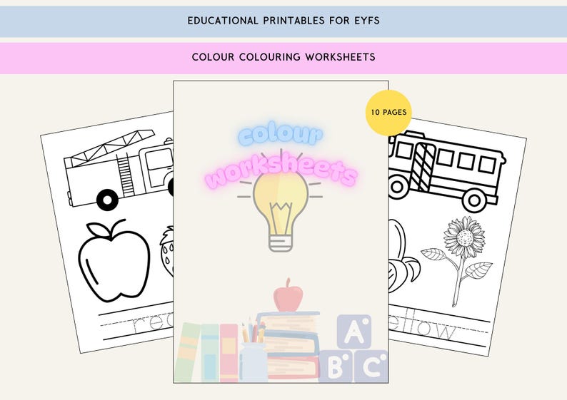 10-page Printable Learning Colours Colouring Workbook for Kids | Object ...