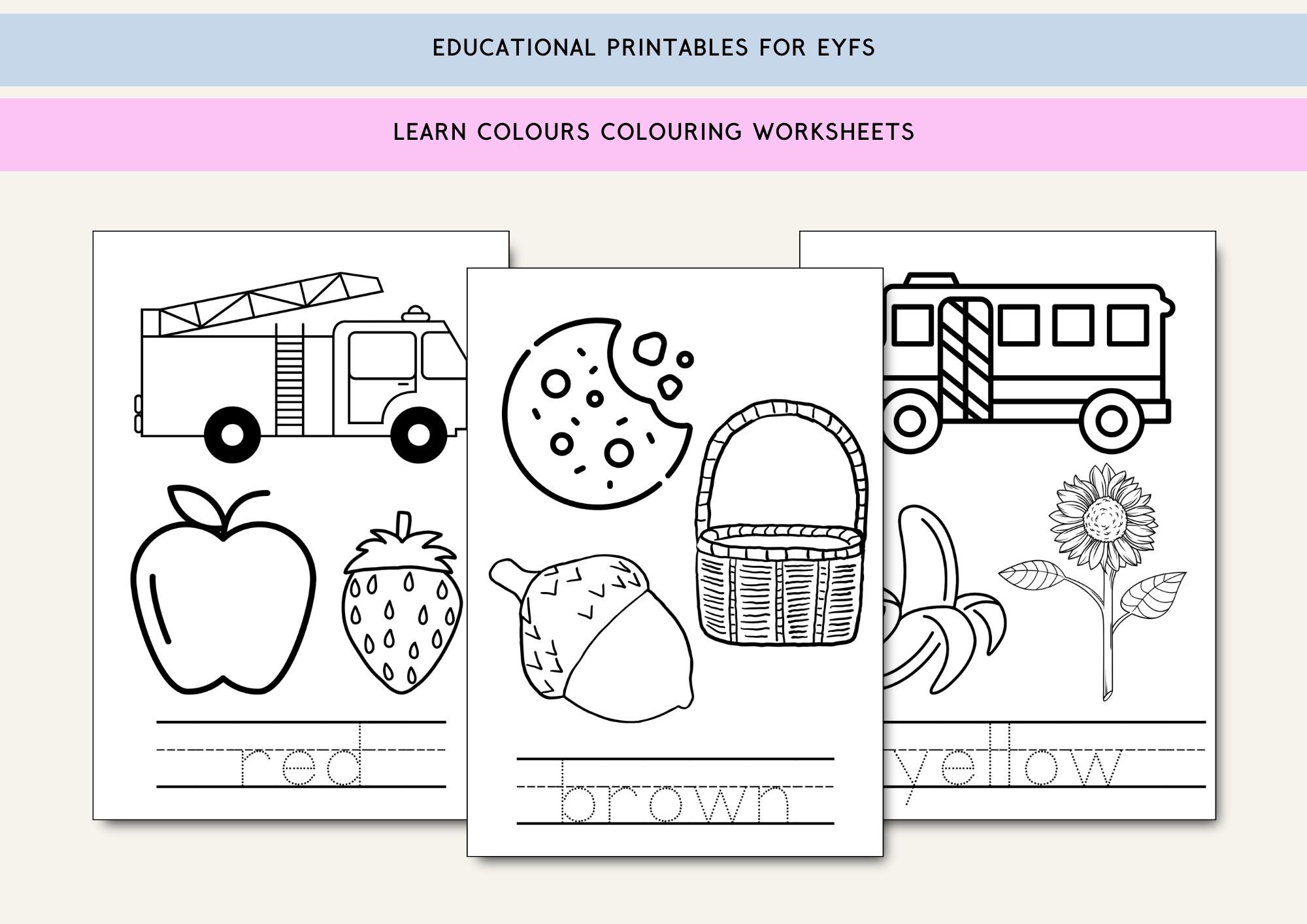 10-page Printable Learning Colours Colouring Workbook for Kids | Object ...