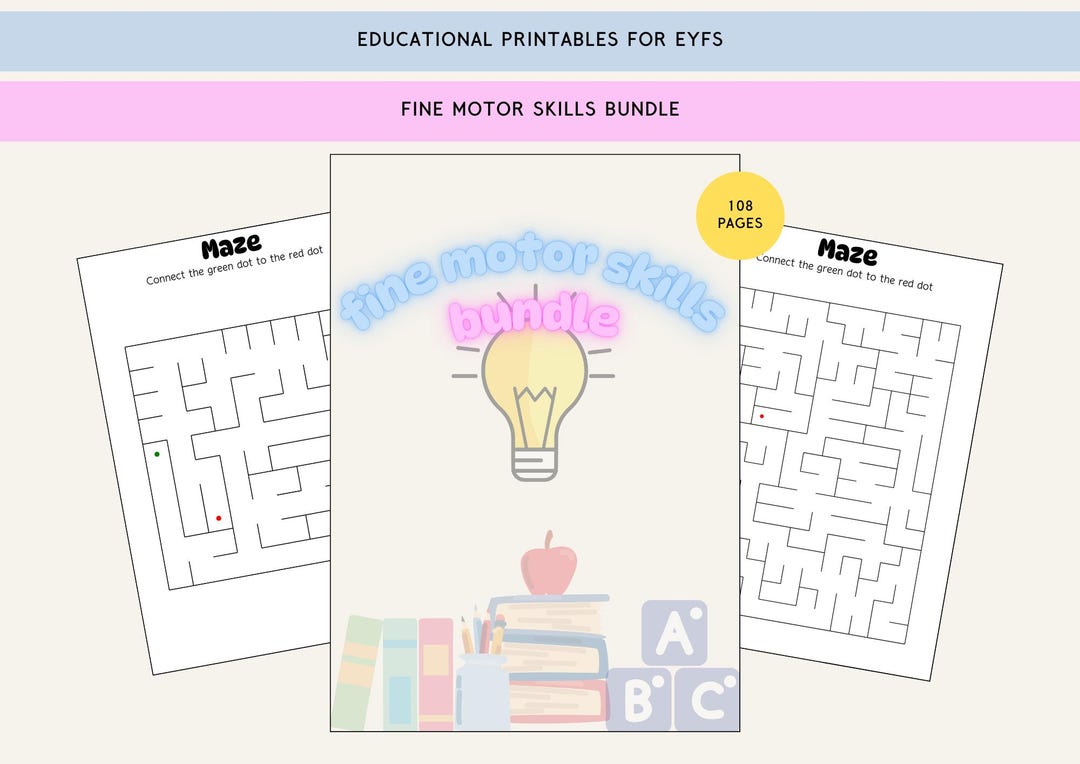 108-page Printable Fine Motor Skills Workbook Bundle for Kids | Tracing ...