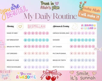 Muslim Daily Routine Flip Chart /visual Aid Chart for Boys Girls /morning & Evening Routine ...