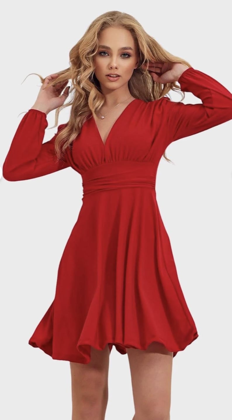 Elegant Deep V-neck Flared Dress – Women’s Holiday Party Midi Dress - Etsy