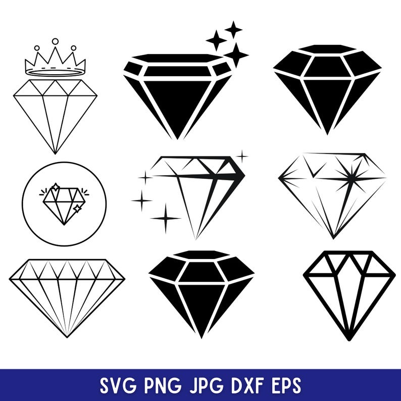 Diamond Svg Bundle, Diamond Png, Diamonds Vector, Diamond Dxf, Diamond ...