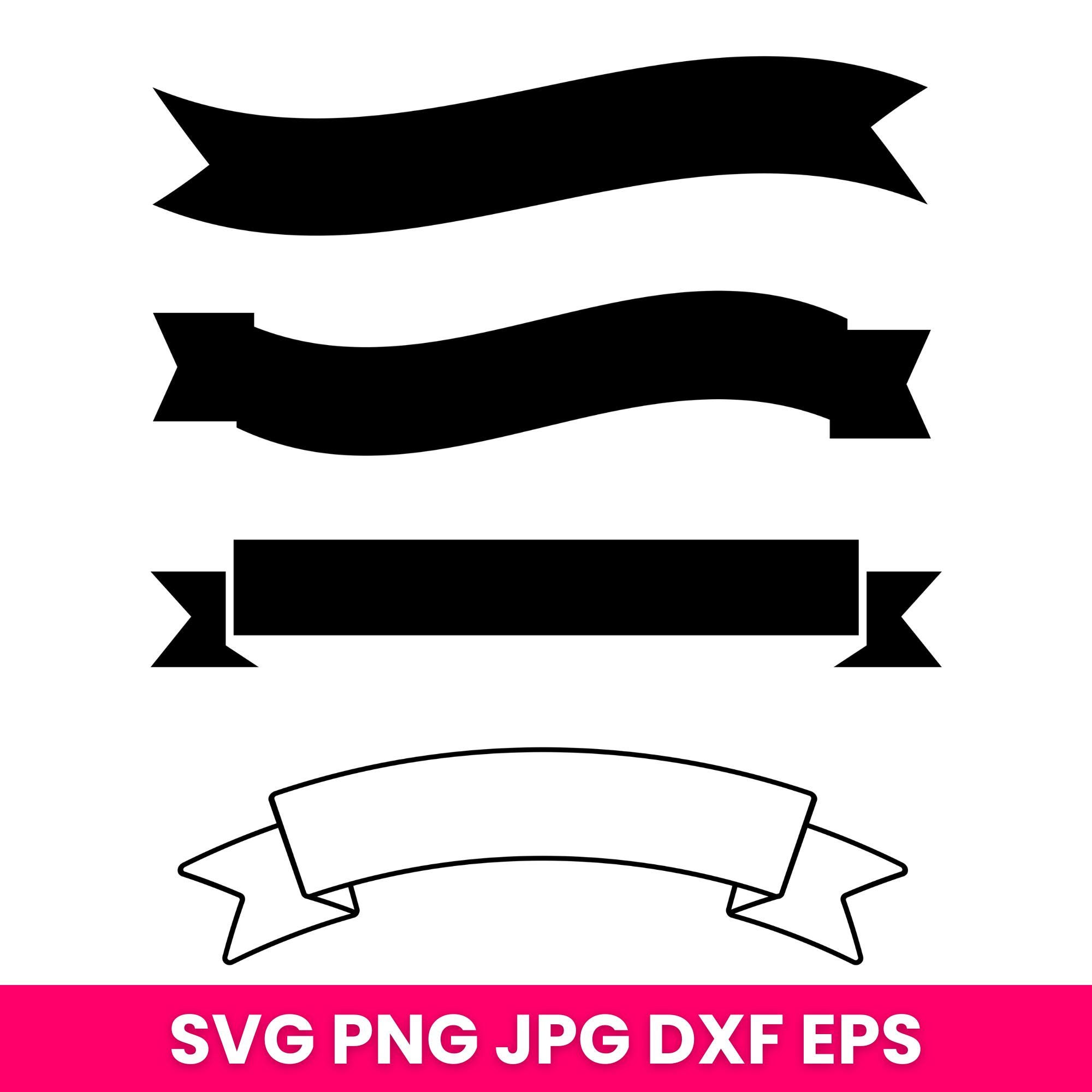 Ribbon Banner Svg Bundle, Ribbon Svg, Ribbon Clipart, Banner Outline ...